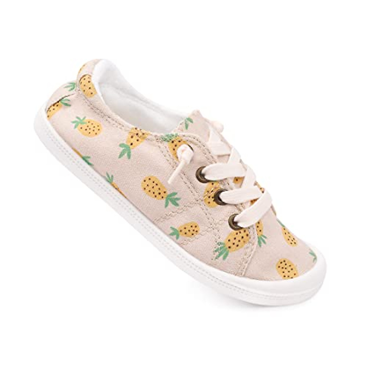 Boy and Girl Slip on Canvas Sneaker, Kids Low Top Casual Fashion Shoes, Comfy Lace up Walking Shoes (12, Pineapple, 12)