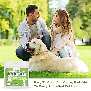 PTCLESCM Pet Teeth Cleaning Finger Wipes for Dogs & Cats,Pet Dental Finger Wipes for Cats,Cat &Dog Toothbrush,Dental Wipes for Cats&Dogs,Cat Finger Tooth Brush,50 Count