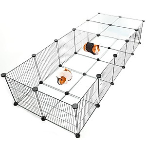 FHTONGE Extra Large Rabbit Playpen Indoor, 11 Sq Ft C&C Guinea Pig Cage Habitat, Small Animal Playpen Raised Guinea Pig Playpen for Chinchilla Hamster Hedgehog Ferret Puppy Kitten Rat Bunny