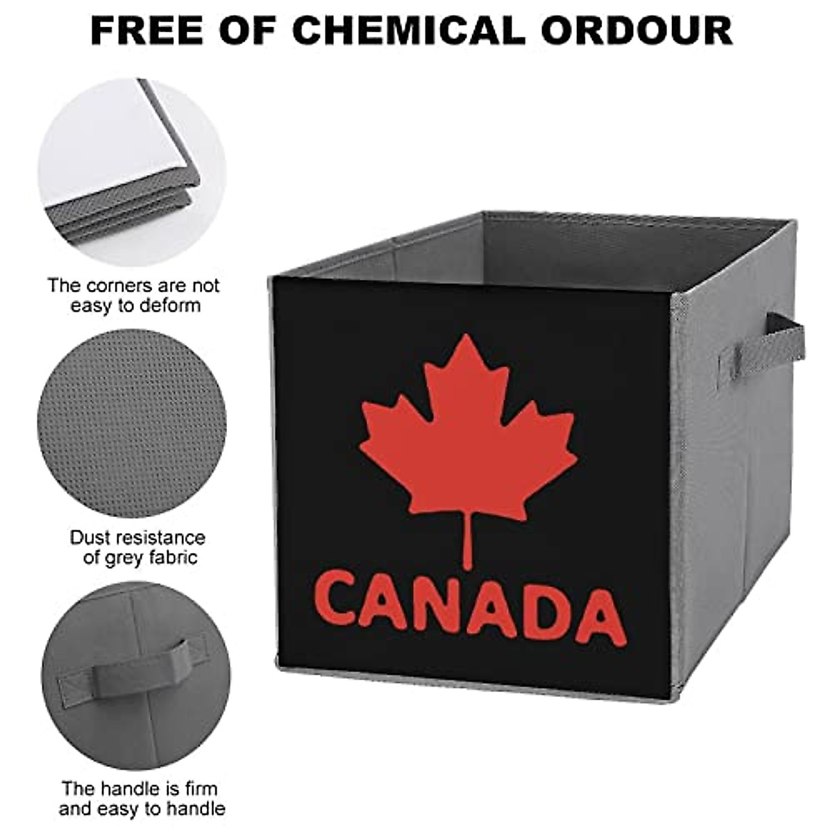 Canada Flag Maple Collapsible Storage Bins Basics Folding Fabric Storage Cubes Organizer Boxes with Handles
