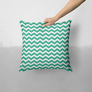 iiRov Green & White Chevron Pattern V2 - Custom Decorative Home Decor Indoor or Outdoor Throw Pillow Cover for Sofa, Bed or Couch Cushion (Pillow CASE Cover ONLY)