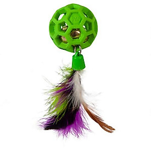 JW Pet Cataction Feather Ball with Bell, Cat Toy, Green, 1 Count (Pack of 1) (71059)