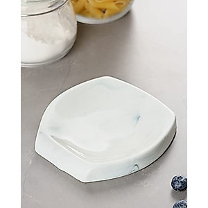 Getstar Ceramic Spoon Rest for Stove Top, Large Spoon Holder for Kitchen Counter, Dishwasher Safe, Marble Decor Finish