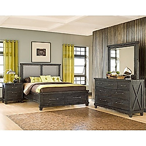 BOWERY HILL Traditional Upholstered Queen Panel Storage Bed in Espresso