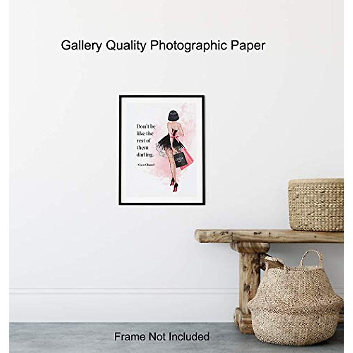 Quote Wall Art - Glam Wall Decor - Luxury Fashion Design Room or Home decoration - Couture Gift for Women, Fashionista, Girls Bedroom, Teen Room - Positive Inspirational Quote - UNFRAMED