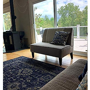 HAOBO Home ANNJOE Cushioned Linen Loveseat Settee Upholstered Sofa Backrest Couch Banquette Bench for Dining Room Living Room Bedroom Funiture