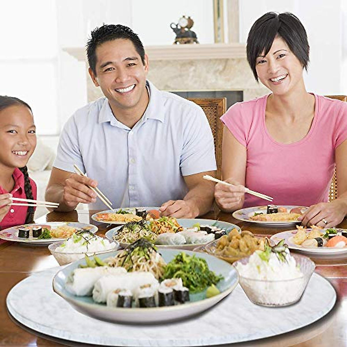 ActiveAnnie Large 30" Off White Faux Marble Swivel Lazy Susan Rotating Turntable Dining Tabletop – Great for The Kitchen Island, Family Style Dining, Games, Parties, and Wedding – Made in France