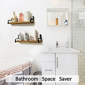 trlry Floating Shelf Rustic Wood for Wall/Office/Books, Set of 2, Hanging Shelves for Living Room/Bathroom/Bedroom/Bedroom, Shelving Wall Mounted, Display Shelves,Wall Bookshelf for Kids