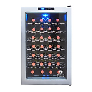 Vinotemp EL-28SILC 28 Bottle Cooler Refrigerator, Freestanding Wine Fridge with Touch Screen Adjustable Temperature Control, Dual-Paned Glass Door and Safety Lock, Metallic