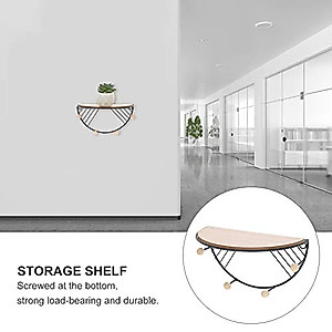 HOMOCONO 1pc Wooden Shelf Wall Hook Shelf Decorative Shelves Picture Hooks Wall-Mounted Placement Floating Shelf Storage Shelf Wall-Mounted Storage Organizer Black Iron