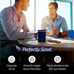 Copco Iconic 16oz Double Wall Insulated Desk Mug with Lid and Handle, Set of 2, BPA-Free Reusable Plastic, Spill-Proof, Microwave & Dishwasher Safe, Wide Mouth, Cup Holder Friendly (Navy/Blue)