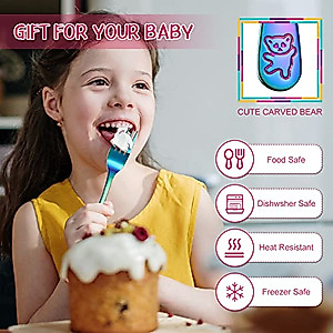 6 Pieces Kids Forks Rainbow Kids Cutlery Set Safe Children Forks Stainless Steel Small Kid Metal Forks Self Feeding Children Silverware Forks Kids Utensil Set for Kids Home and Preschools