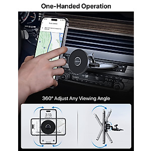 Ciencimy CD Car Mount Compatible with MagSafe iPhone 15 14 13 12 Pro Max Plus, [Built-in Metal Steel] Magnetic CD Slot Phone Holder & [Stable Metal Hook] Car Vent Phone Mount