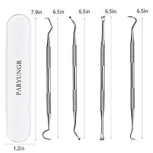PARYUNGR Dental Tools Pet Dog Teeth Cleaner Tool Kit, Stainless Steel Plaque Remover Dental Picks Tooth Tartar Scraper, Pets Oral Care Hygiene Set for Cats and Dogs Use with Case