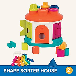 Battat – Shape & Color Sorting Toy – Developmental Toy – Pattern Matching Game – Color-Coded Keys – 2 Years + – Shape Sorter House