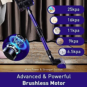 Nicebay Cordless Vacuum Cleaner, 25kPa Suction 280W Brushless Motor Cordless Stick Vacuum, Digital Touchscreen Up to 50min Runtime, 4 in 1 Lightweight Vacuum for Home Pet Hair Carpet Hard Floor