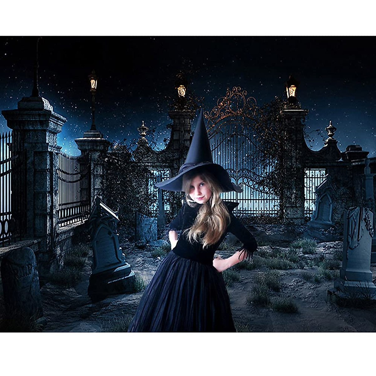 Maijoeyy 7x5ft Halloween Backdrops Graveyard Backdrops for Photography Scary Cemetary Photo Backdrop Halloween Party Backdrop for Kids Photography Props
