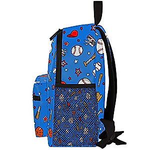 Sports Baseball Bat Kids Backpack for Boys Star Toddler Mini Backpack for Elementary Nursery Kindergarten Preschool Back to School Bookbags Casual Daypack Bag with Chest Strap for School Picnic Travel