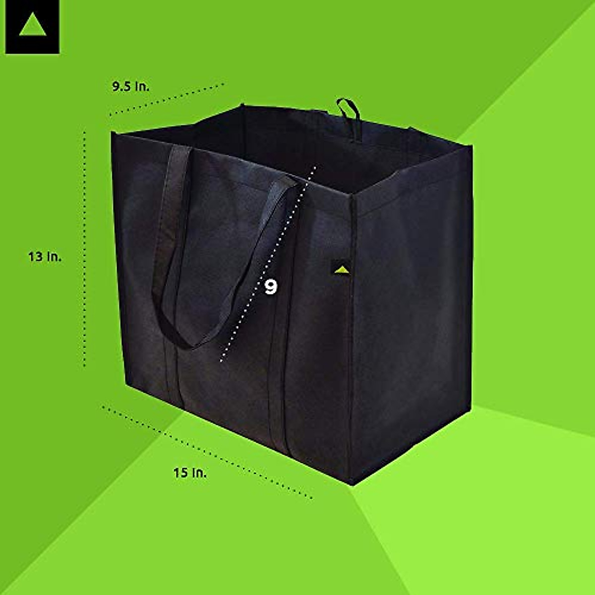 Reusable Grocery Bags Heavy Duty - 5 Pack Extra Large Collapsible Market Totes with Handles, Strong Washable Cloth Fabric Foldable Shopping Bags with Rigid Plastic Bottom for Produce, Food - 15x9.5x13