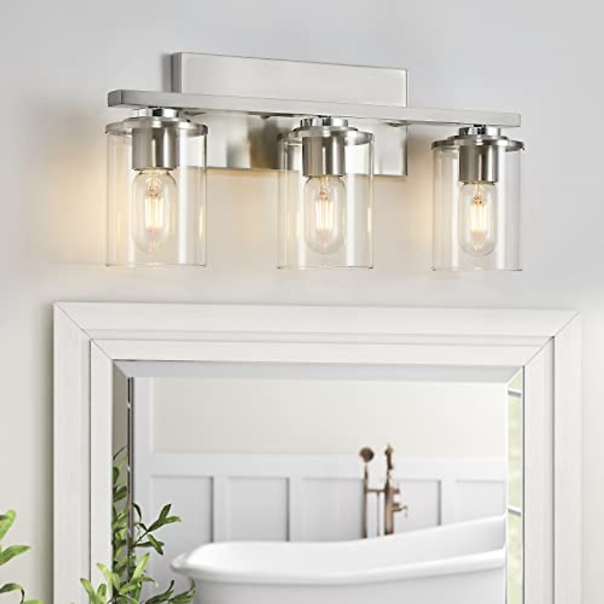 SADENICEL Brushed Nickel Bathroom Vanity Light, 3-Light Metal Wall Sconce Fixtures for Bathroom Lighting (Brushed Nickel, 3 Light)
