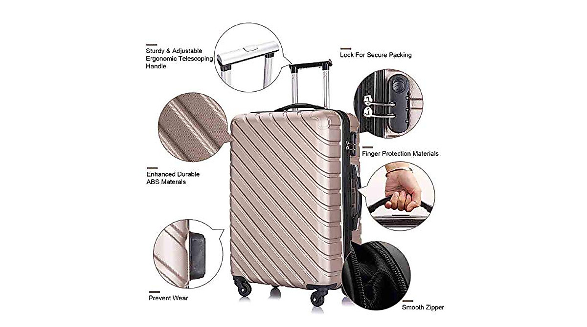 Apelila 5-Piece Hardshell Luggage Set - Champagne Gold