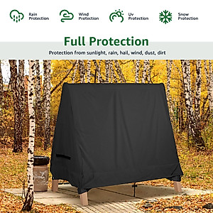 Outdoor Swing Cover A Frame 420D Waterproof Porch Swing Cover UV Resistant Weather Protector Patio Furniture Cover for Outdoor Furniture 72x67x55 Inch (Black)