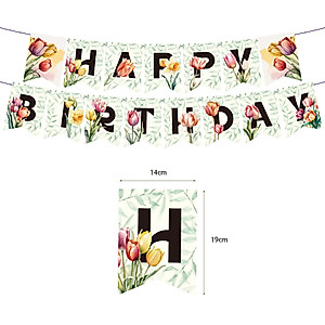 Tulip Party Decorations Tulip Flower Birthday Party Supplies Includes Tulip Birthday Banner Cake Topper Cupcake Toppers Balloons for Tulip Birthday Party Bridal Shower Baby Shower Decor