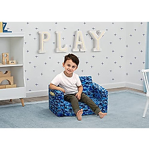 Delta Children Cozee 2-in-1 Convertible Sofa to Lounger - Comfy Flip Open Couch/Sleeper for Kids, Blue Camo