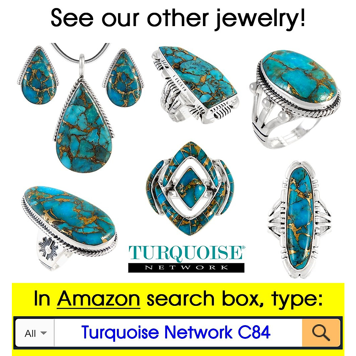 Turquoise Ring Sterling Silver 925 Genuine Gemstones Size 6 to 11 (Turquoise, 9)