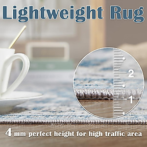 jinchan Runner Rug 2x10 Area Rug Blue Floral Rug Soft Rug Distressed Vintage Retro Rug Indoor Non Slip Carpet Kitchen Living Room Bedroom Dining Room