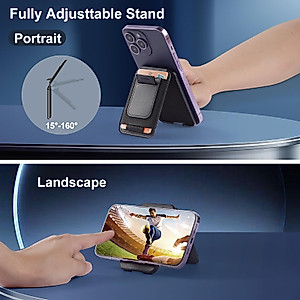 HLHGR Magnetic Wallet Card Holder Compatible with MagSafe，iPhone Wallet with Adjustable Stand for iPhone 14 Pro Max/14 Plus/14 Pro/14, iPhone 13 Pro Max/13 Pro/13, iPhone 12/12 Pro/12 Max Black