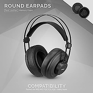 BRAINWAVZ Round Sheepskin Leather Earpads - Fits Many Large Headphones - SteelSeries, HD668B, ATH, AKG K553, HifiMan, ATH, Philips, Fostex, Sony Memory Foam Ear Pad & More