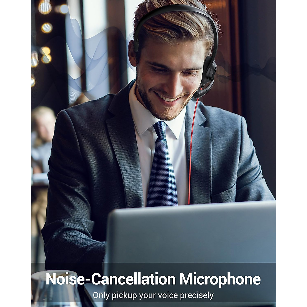 NUBWO HW02 USB Headset with Microphone Noise Cancelling &in-line Control, Super Light, Ultra Comfort Computer Headset for Laptop pc, On-Ear Wired Office Call Center Headset for Boom Skype Webinars