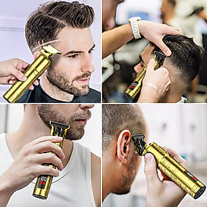 Keasen Professional Hair Trimmer, Hair Clippers for Men Zero Gapped T-Blade Trimmer Cordless Rechargeable Edgers Clippers Baldheaded Zero Gapped Trimmers Grooming Kit IPX5 Waterproof Rechargeable