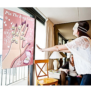 PARTYLOUD Bridal Shower Bachelorette Party Games, Pin the Ring on the Bride Game, Pin the Ring Game Bridal Shower Wedding Engagement Shower Games 32 Guests