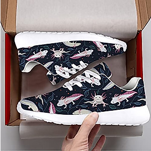 vogiant Womens Tennis Shoes Casual Lightweight Sneaker Soft Comfortable Running Shoes Axolotl Print,US Size 10 Women/8.5 Men Black
