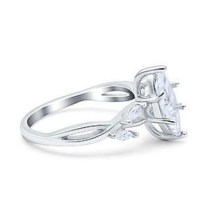 Blue Apple Co. Simulated Cubic Zirconia Size-9 Infinity Twist Marquise Art Deco Engagement Wedding Bridal Ring Round CZ 925 Sterling Silver