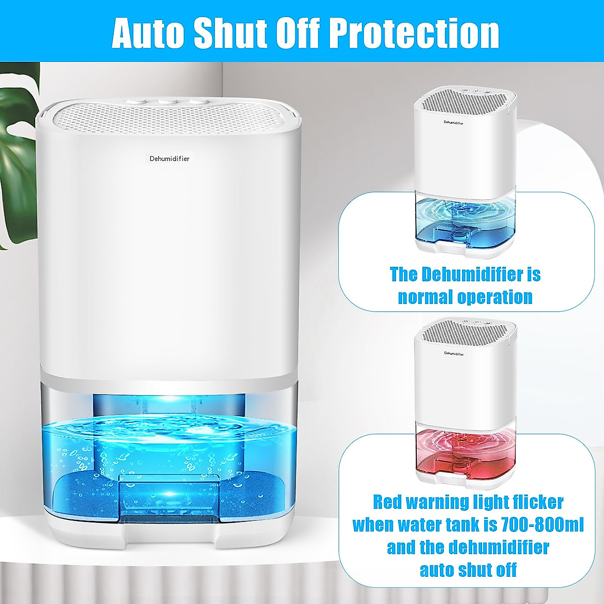 MADETEC Dehumidifiers for Home 35OZ Small Dehumidifier for Bedroom 2500 Cubic Feet(350sq ft) with 7 LED Lights, Ultra Quiet & Auto Shut off Dehumidifier for Bathroom Basement Closet Garage RV, Closet