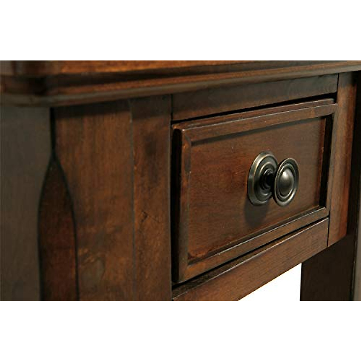 Signature Design by Ashley Porter Traditional Hand-Finished Rectangular Chair Side End Table, Dark Brown