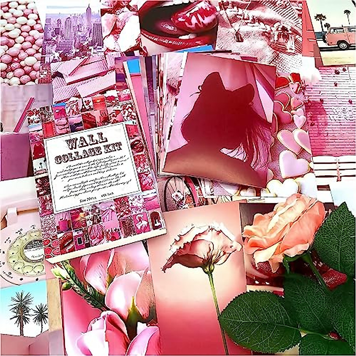 LCLAIDYDY 70PCS Hot Pink Wall Collage Kit Aesthetic Pictures,Pink Room Decor for Bedroom Trendy Small Posters for Room Aesthetic Dorm Photo VSCO Wall Decor Gift for Teen Girls 4x6 Inch