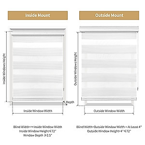 Allbright White Zebra Window Blind 20" W X 72" H Dual Layer Roller Sheer Shades, Room Darkening Blinds for Home Office Doors Easy Install