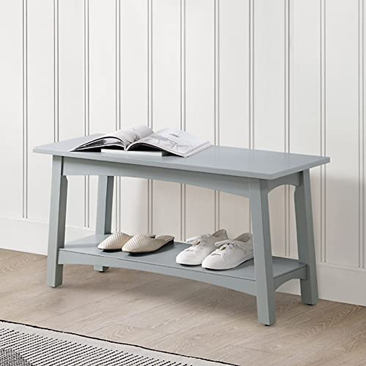 Alaterre Furniture Craftsbury 36" W Wood Entryway Bench, Gray
