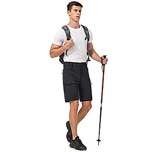 Hiauspor Men's Hiking Cargo Shorts 9"/10" Quick Dry Lightweight Waterproof for Golf Tactical Fishing Casual with 6 Pockets (Black, 38)