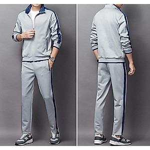 KASUNA Men's Tracksuits Casual Athletic Sweatsuit 2 Piece Track Suits Set Long Sleeve Training Jogging Outfits Full Zip Qianhui-L
