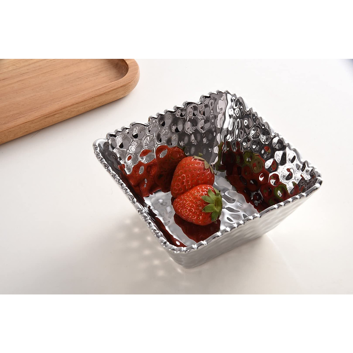 Pampa Bay CER-2733 Small Square Snack Bowl, 5-inch Square, Porcelain