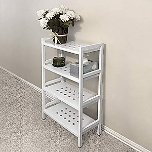Anthology Spa Asta 4-Tier Free Standing Rectangular Bathroom Utility Storage Shelf Rack, Powder-Coated Metal Storage Shelf Stand, B302 (Pure White), 22 inches(W) x 11 inches(D) x 40 inches(H)