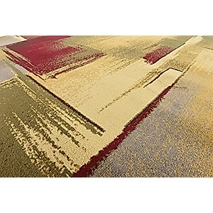 Unique Loom Barista Collection Modern, Abstract, Urban, Distressed, Rustic, Warm Colors Area Rug, 5 ft x 8 ft, Multi/Olive