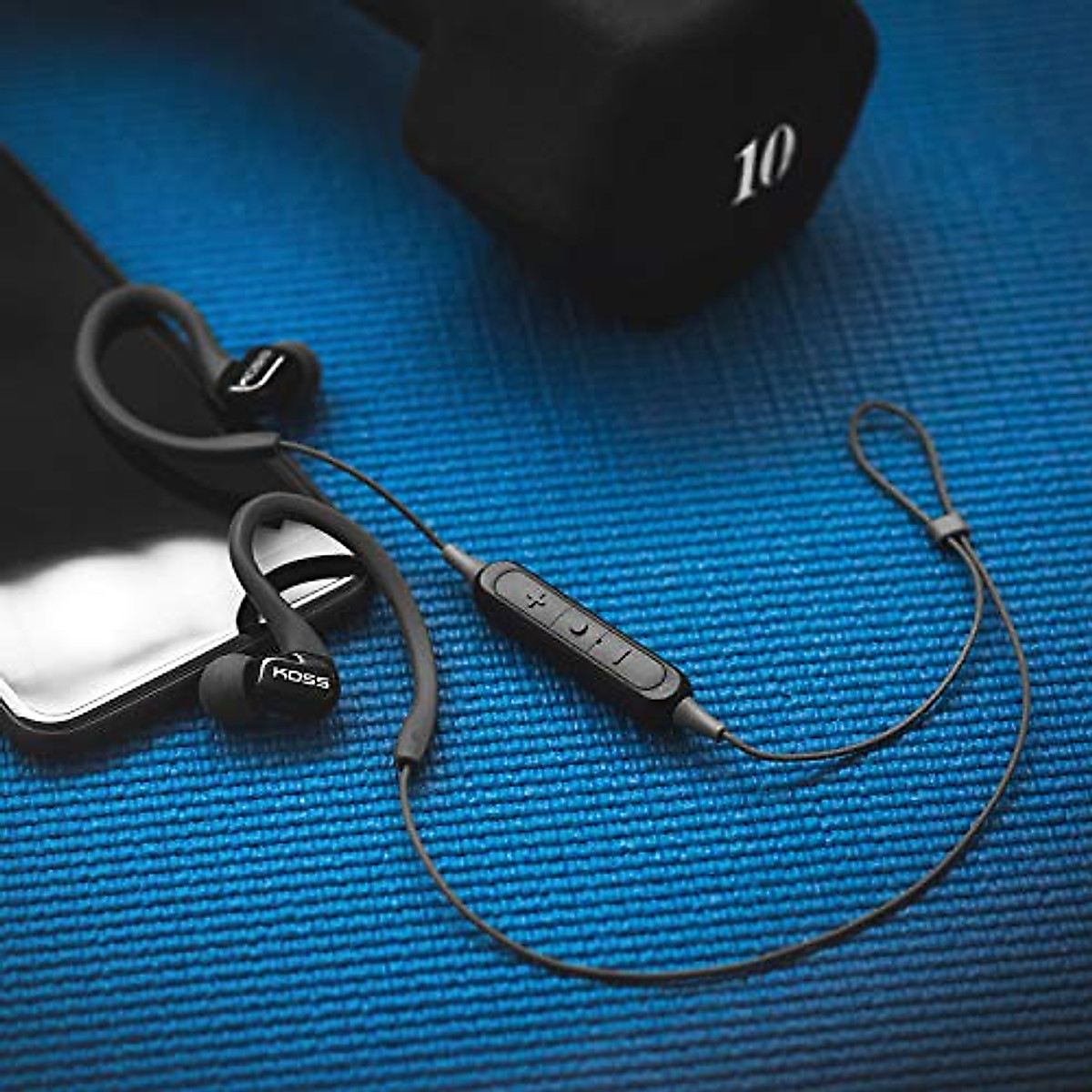 Koss BT232i Wireless Bluetooth Earclips, In-Line Microphone, Volume Control and Touch Remote, Sweat Resistant, Dark Grey and Black