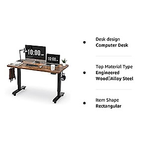 Monomi Electric Height Adjustable Standing Desk, 48x24 Inches, Ergonomic Home Office Sit/ Stand Up Desk (Black Steel Frame/Rustic Brown Top)