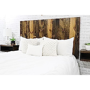 Barn Walls Dark Brown Headboard, Rustic Design, Solid Wood Headboard, Floating Panels, Wall Mount, Adjustable Height, Easy Assembly, Queen Size